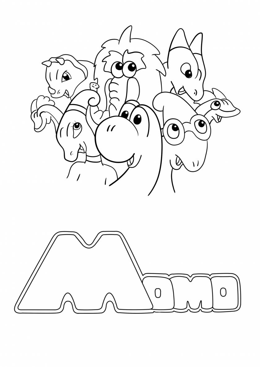 Free Colouring Pages - Momo the Dino